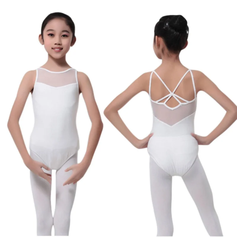 Kids Girls Mesh Dance Leotards Sleeveless Ballet Leotards Dance Skating ...