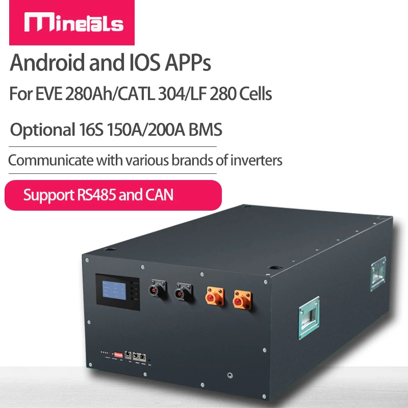 Mason280 batterie gehäuse 48v diy kit box 16s 150a 200a v16 bms bt app kann rs485 zum wechsel ...