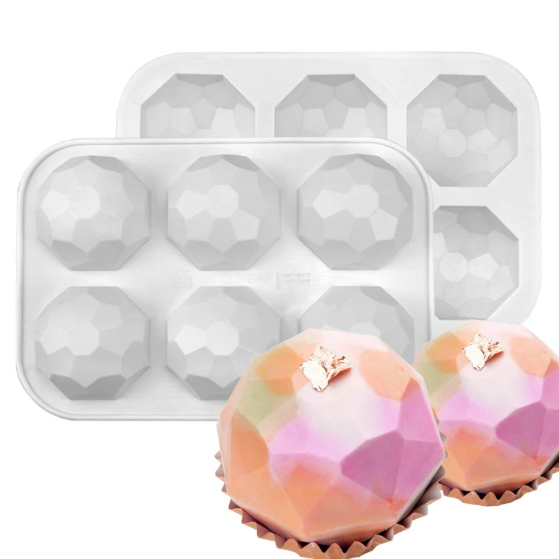 6 Cavity Gem Jewel Silicone Chocolate Baking Mold Geometric Diamond ...