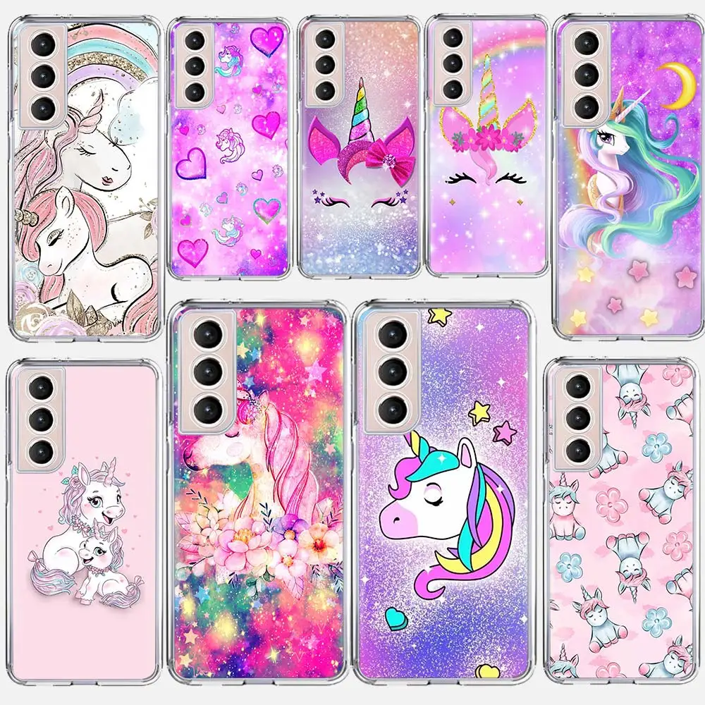 Cute Baby Unicorn Rainbows Soft Silicone Phone Case For Samsung Galaxy S24 S23 S22 Ultra S21 S20 ...