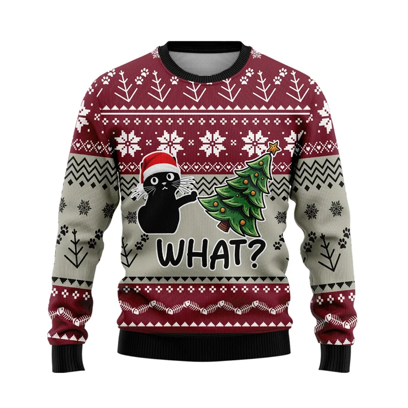 Sudaderas-con-estampado-3D-de-gato-navide-o-jers-is-de-manga-larga-para ...