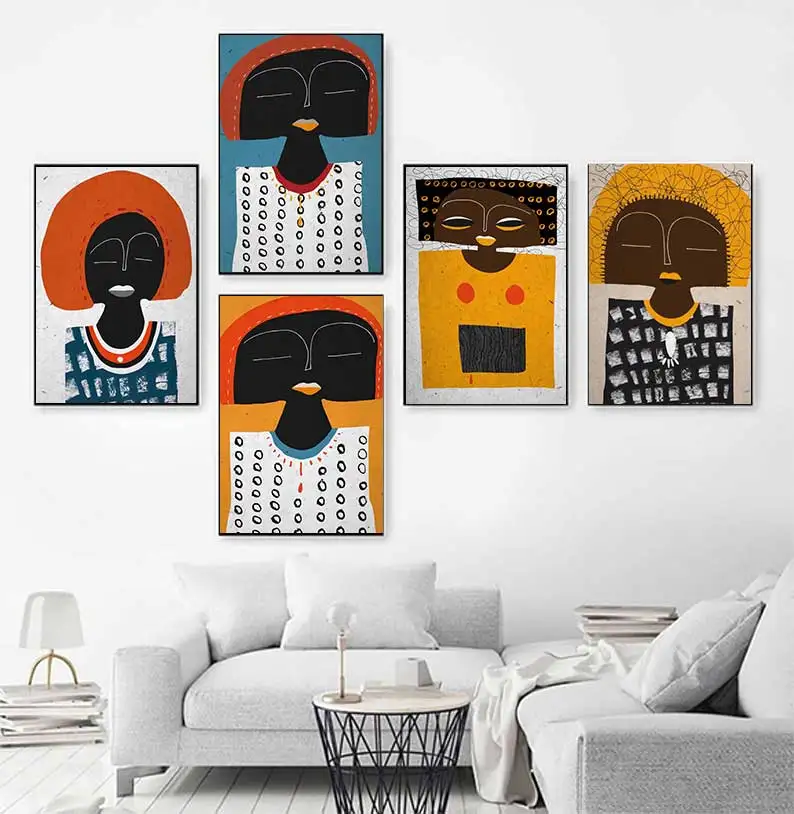 Abstract Female Ethno Portrait Wall Art Canvas Painting African Woman ...