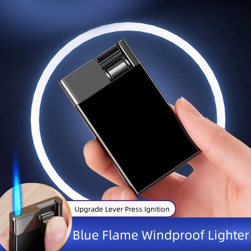 Thin Type Blue Flame Metal Windproof Torch Lighter, Upgrade Lever ...
