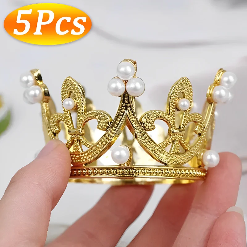 5-1Pcs-Tiny-Baby-Small-Pearl-Tiara-Crown-Gold-Mini-Crown-Cake-Topper ...
