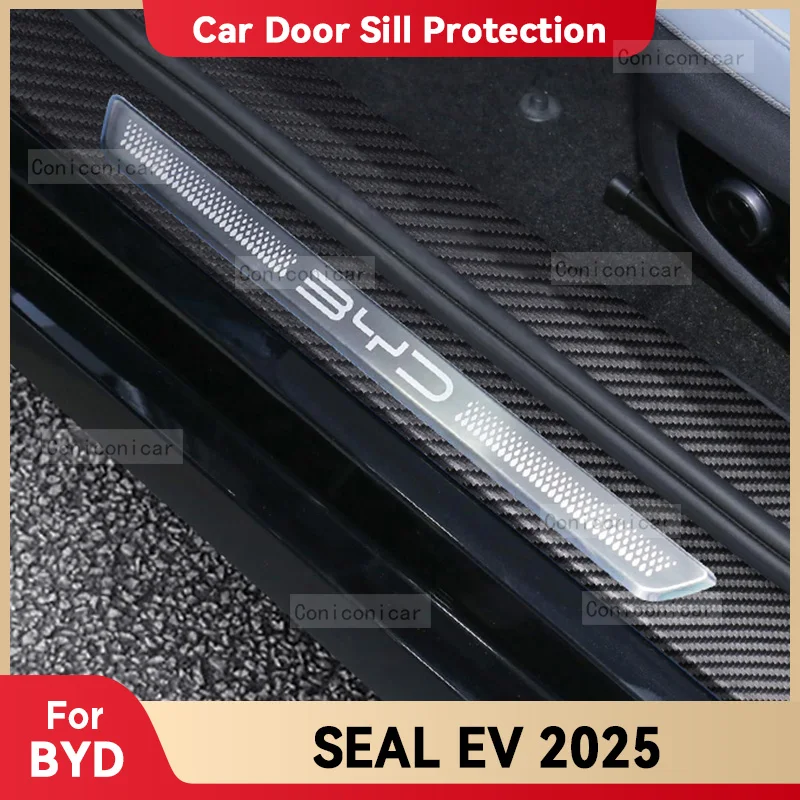 Car Carbon Fiber Door Sill Sticker For BYD SEAL EV 2023-2025 Threshold ...