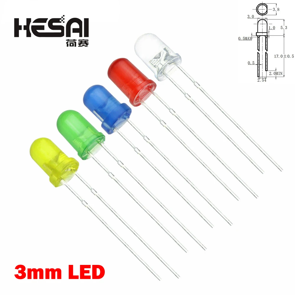 100Pcs-lot-3mm-LED-Light-Assorted-Kit-DIY-LEDs-Set-White-Yellow-Red ...