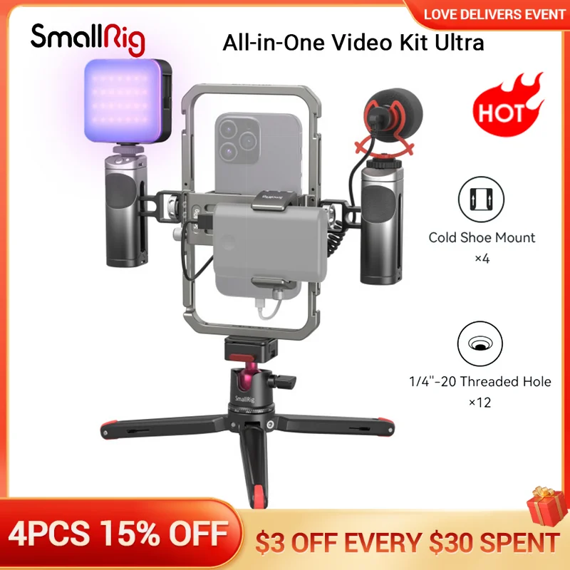 SmallRig All in One Video Kit Mobile Phone Video Rig Vlogging Kits w ...