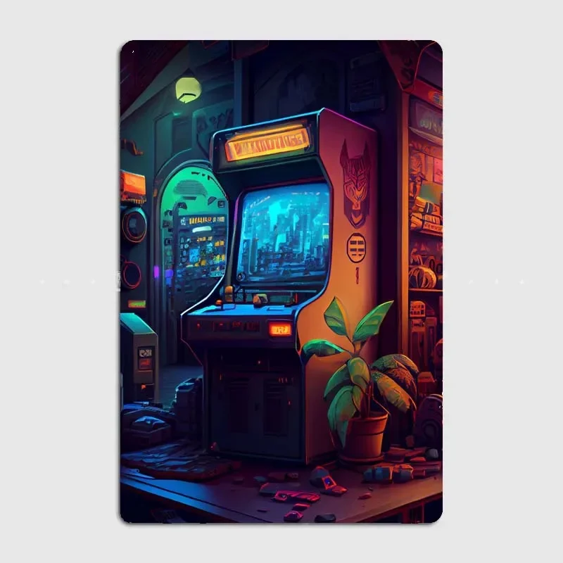 Real-Arcade-Gaming-Retro-Metal-Tin-Plaque-Sinal-com-Graphic-Gaming ...