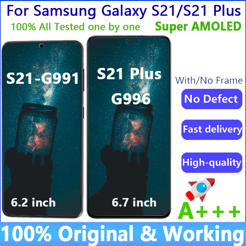 프레임 디스플레이 터치 스크린 디지타이저 삼성 갤럭시 S21 G991, S21 플러스 5g LCD G996 G9960 G996F 용 정품| | - AliExpress