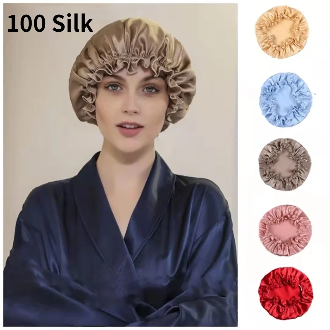 Luxury-Silk-Bonnets-Large-100-Silk-Sleeping-Night-Cap-Women-Hair ...