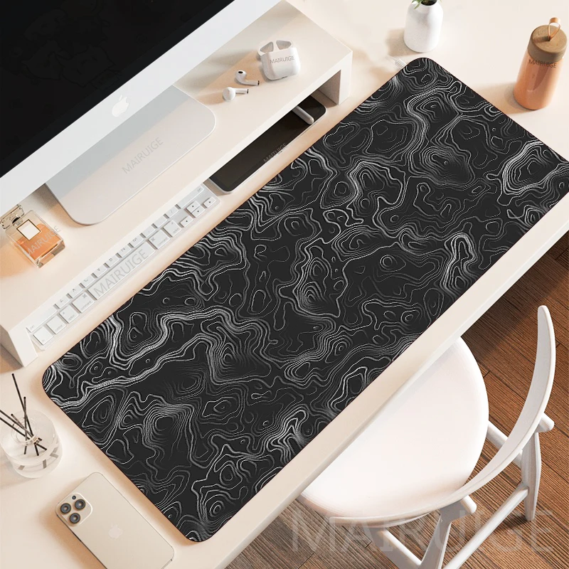 Contour-Map-Large-Mousepads-Black-White-Lines-Art-Gaming-Accessories ...