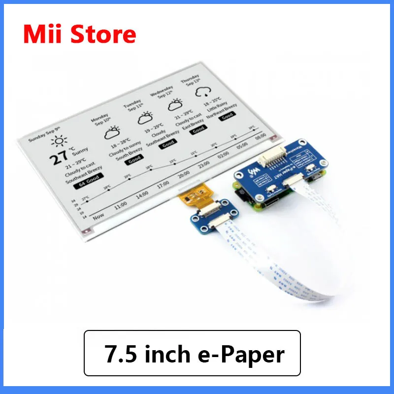 Waveshare 800x480 7.5inch E Ink HAT e paper display supports Raspberry Pi STM32 Two color Ultra ...