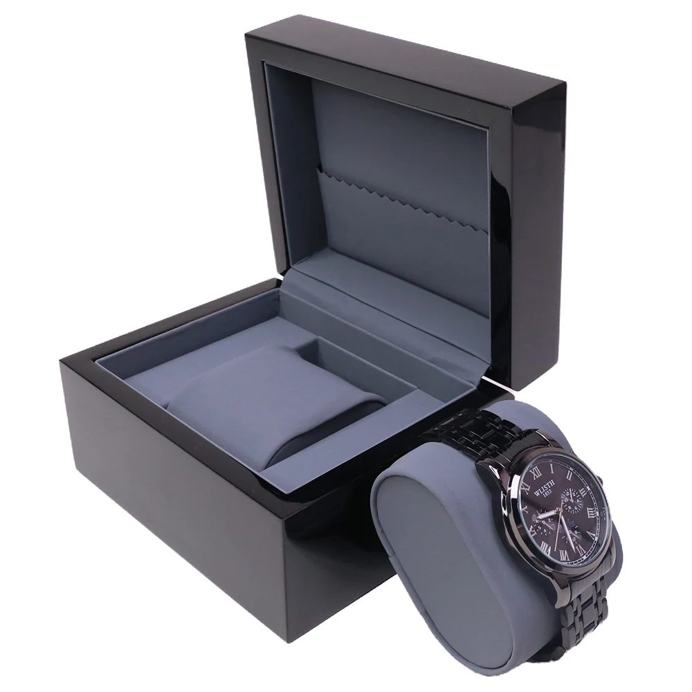 Luxury Wood Wooden Black Piano Glossy Lacquer Watch Packaging Box with ...