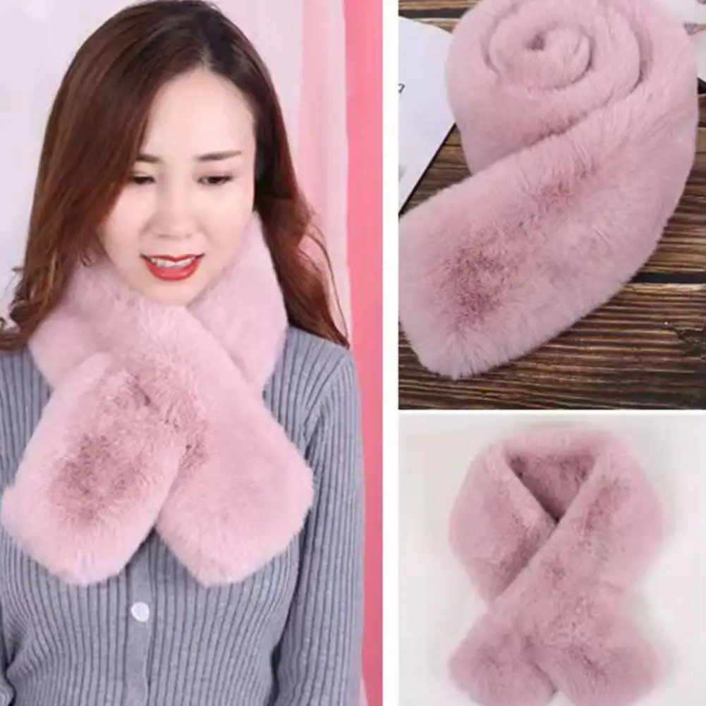 Cross-Scarf-Faux-Rabbit-Fur-Thickened-Soft-Cozy-Plush-Cold-Resistant-Solid-Color-Autumn-Winter ...