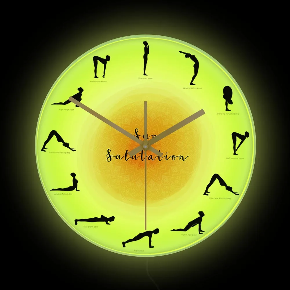 Yoga-Pose-Sun-Salutation-LED-Night-Light-Wall-Clock-Yoga-Studio-Decor ...