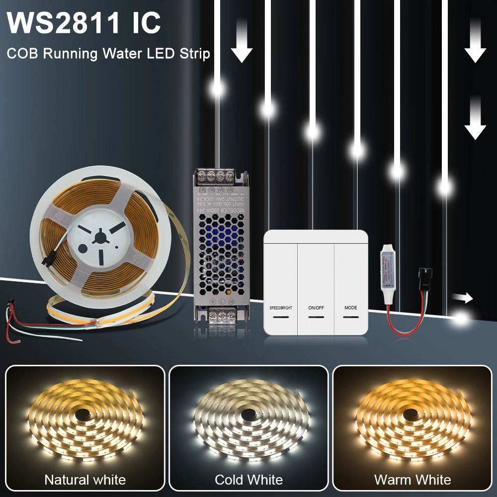 WS2811 Running COB Led Strip Flowing Water IC LED Strip Flow Chasing ...