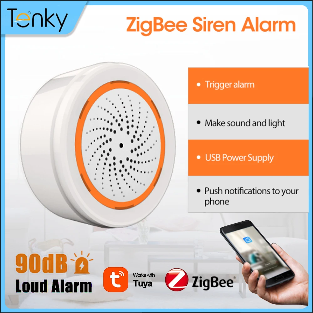 NEO Tuya Zigbee Sound Light Sensor Built in 90DB Siren Alarm Smart Life ...