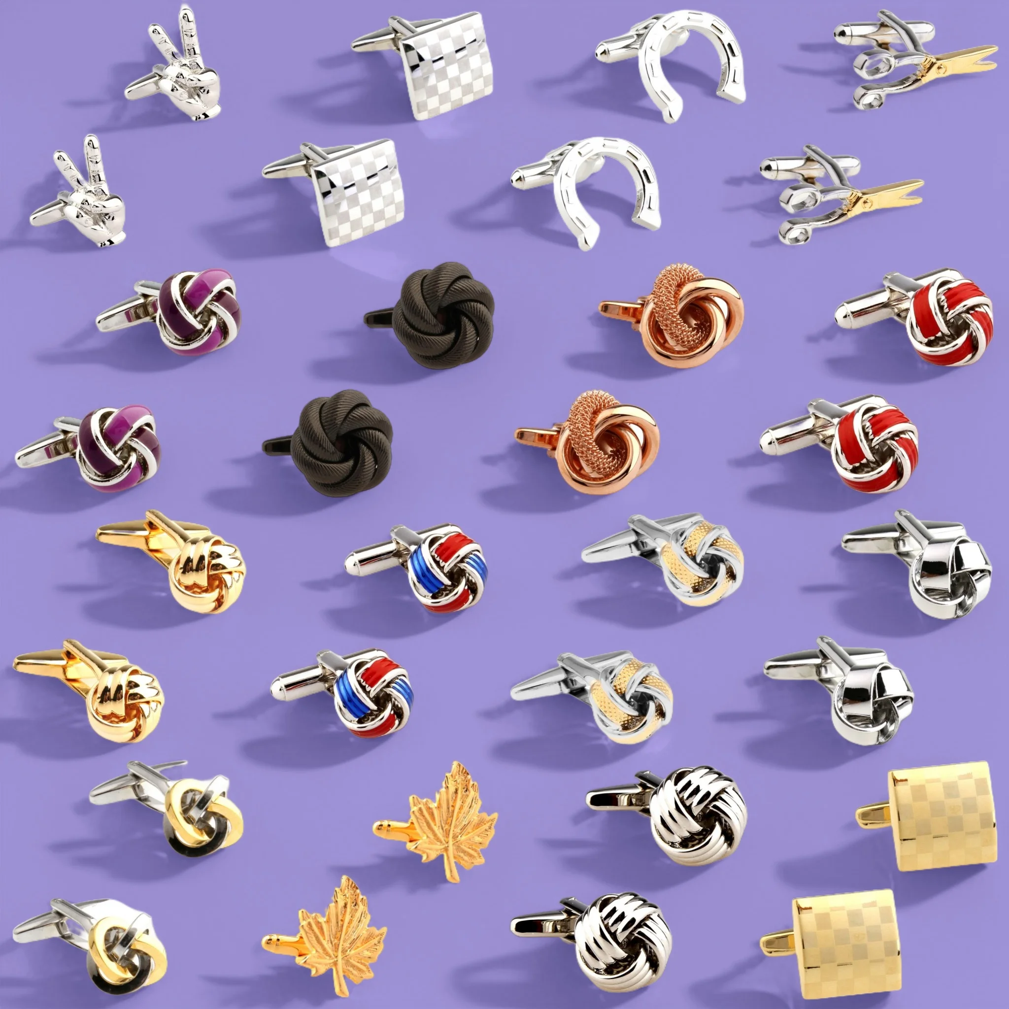 31 Designs Leaf Knots Laser Cufflinks Men Scissor Horseshoe Hand Cuff ...