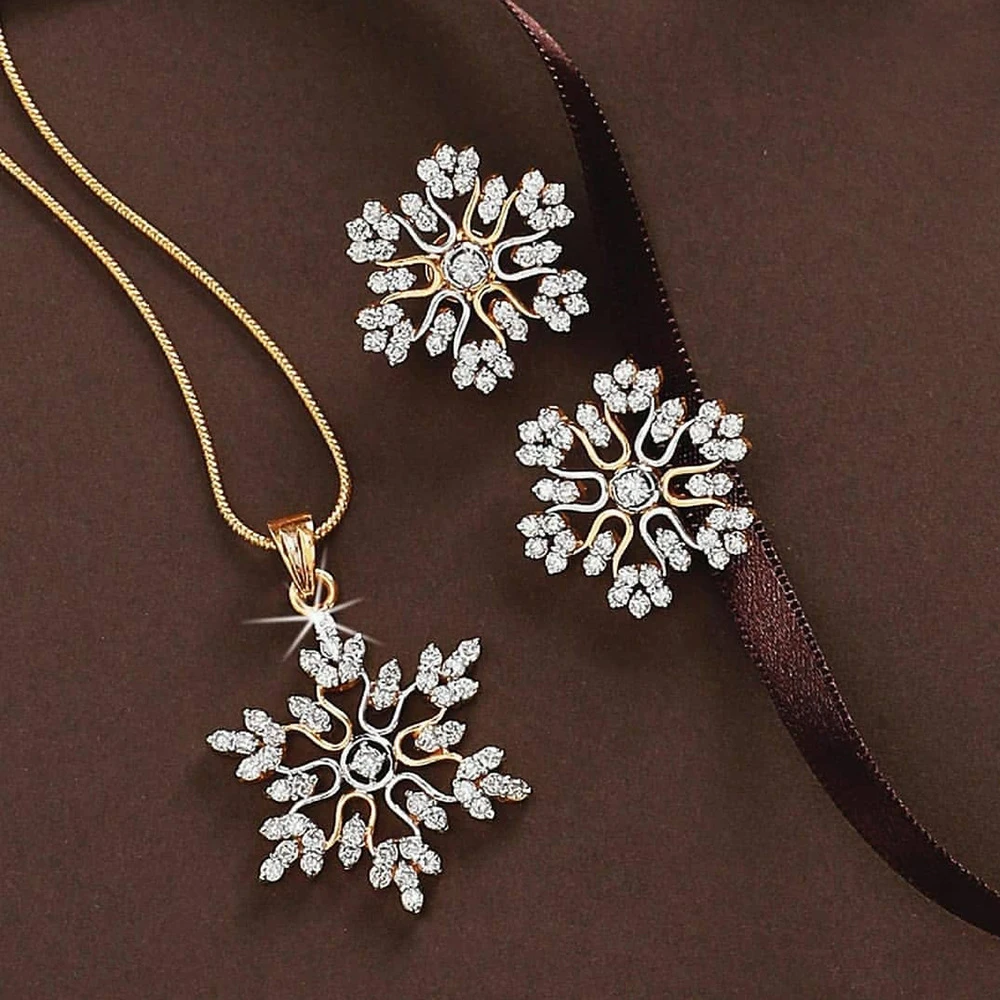 Fashion-2-Piece-Set-Elegant-Women-s-Crystal-Snowflake-Earrings-Necklace ...