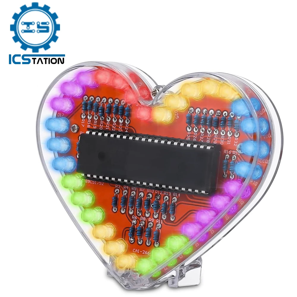 Heart-Shaped-RGB-LED-Flashing-Light-Module-DIY-Electronic-Kit-Water ...