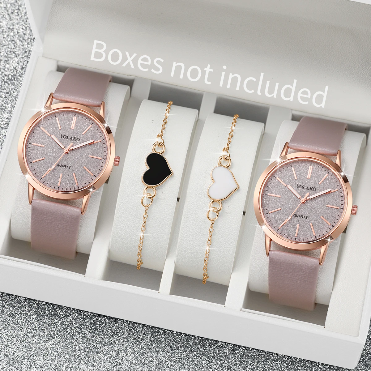 4PCS-Set-Fashion-Women-s-Quartz-Watch-Leather-Band-Wrist-Watches-Heart ...