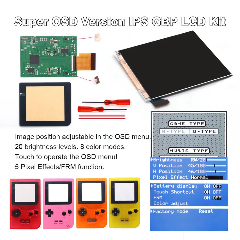 DIY-RETRO-PIXEL-For-Game-Boy-Pocket-GBP-Q5-IPS-LCD-Backlight-Kit-Screen ...