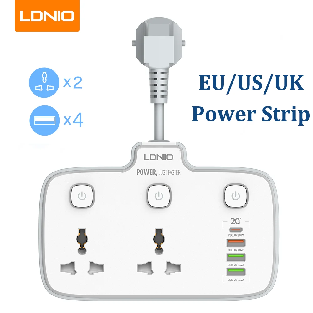 LDNIO Power Strip 4 USB Port Electrical Socket Universal Outlet Home ...