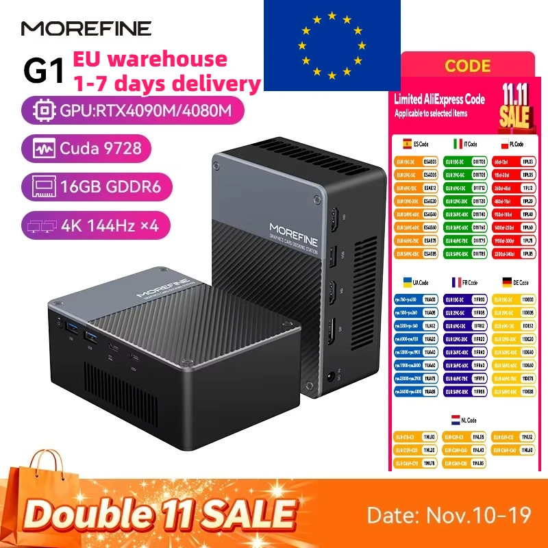 MOREFINE nowy Mini Pc GPU G1 AI RTX 4090M/4080M/4060 Super karta ...