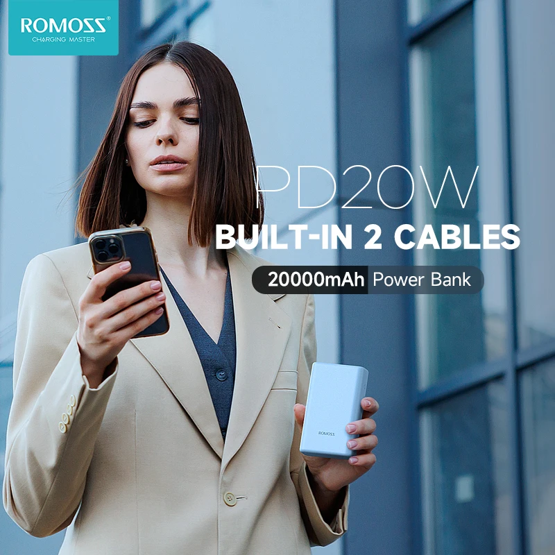 ROMOSS-Power-Bank-20000mAh-Built-in-Cable-22-5W-Powerbank-Fast-Charge ...