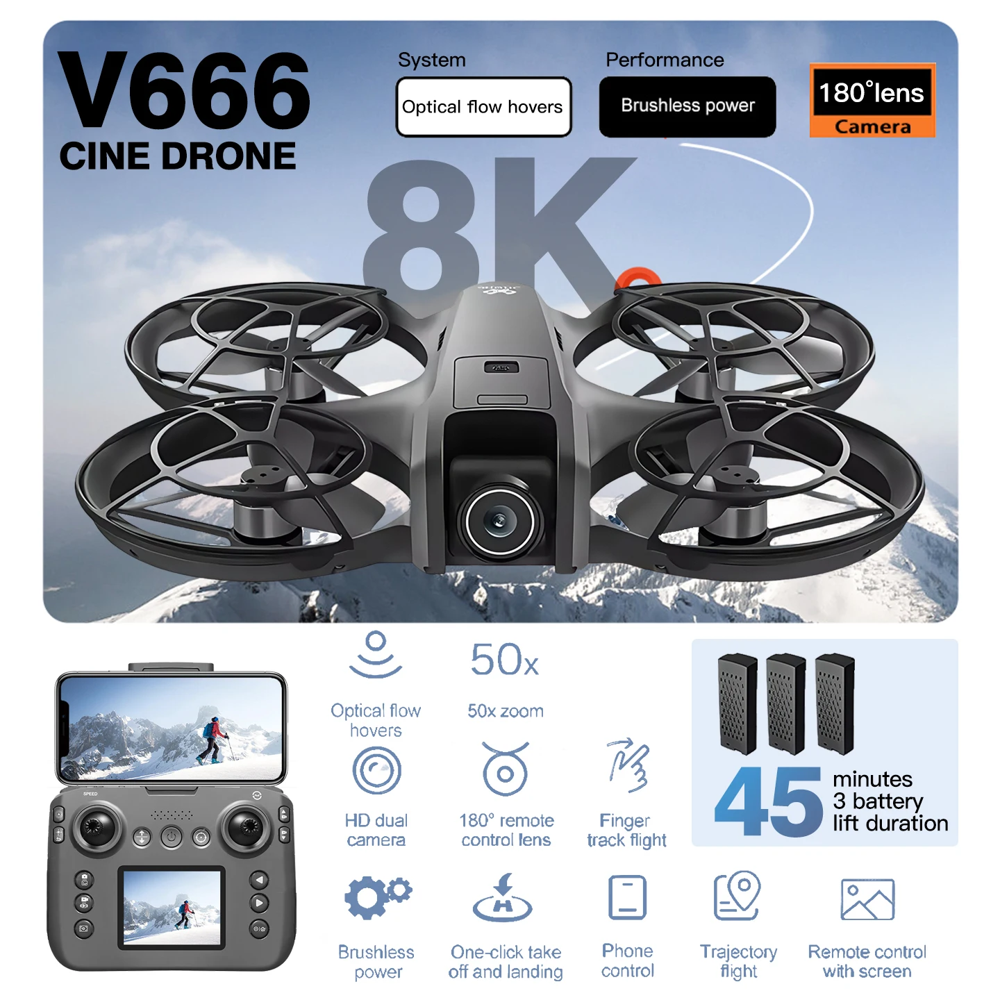 Dron V666 Original Profesional con WIFI 5G, Evitación de Obstáculos ...