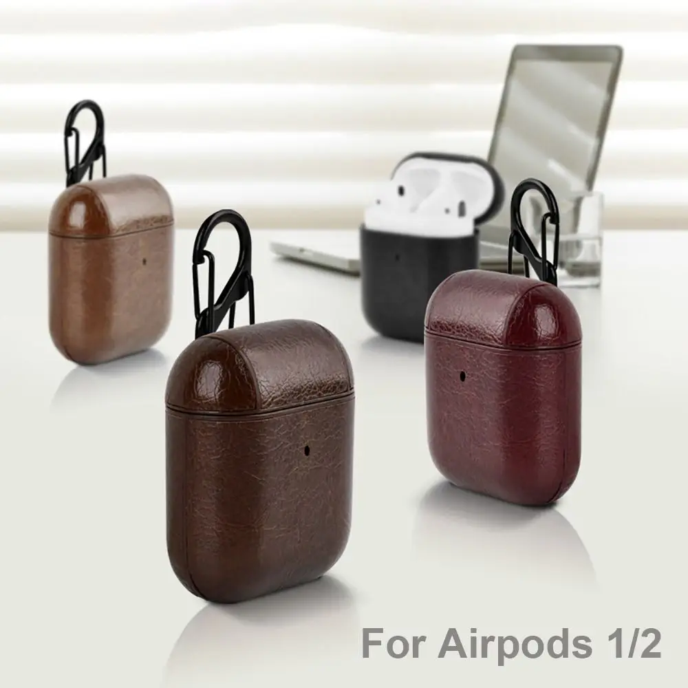 PU Leather Earphone Case for AirPods 1/2 Gen Earbuds Cover Wireless ...
