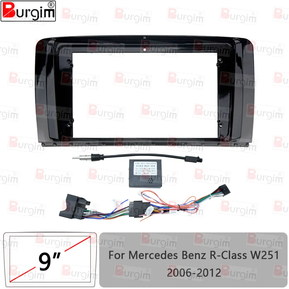 Car Radio Fascias Frame For Mercedes Benz R-Class W251 2006-2012 9 inch ...