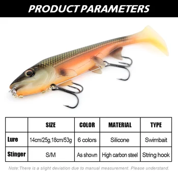 Spinpoler Soft Fishing Lure With Stinger Rig Hook Shad Bait14cm/18cm ...