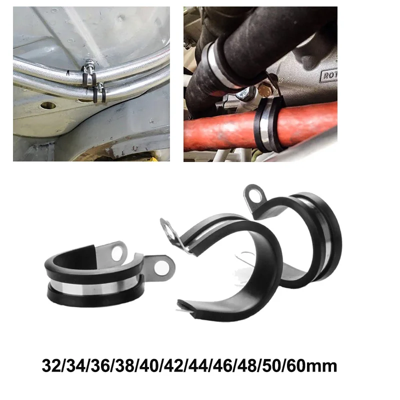 Uxcell 6/12pcs Stainless Steel Rubber Lined R Type Pipe Clips Wiring ...