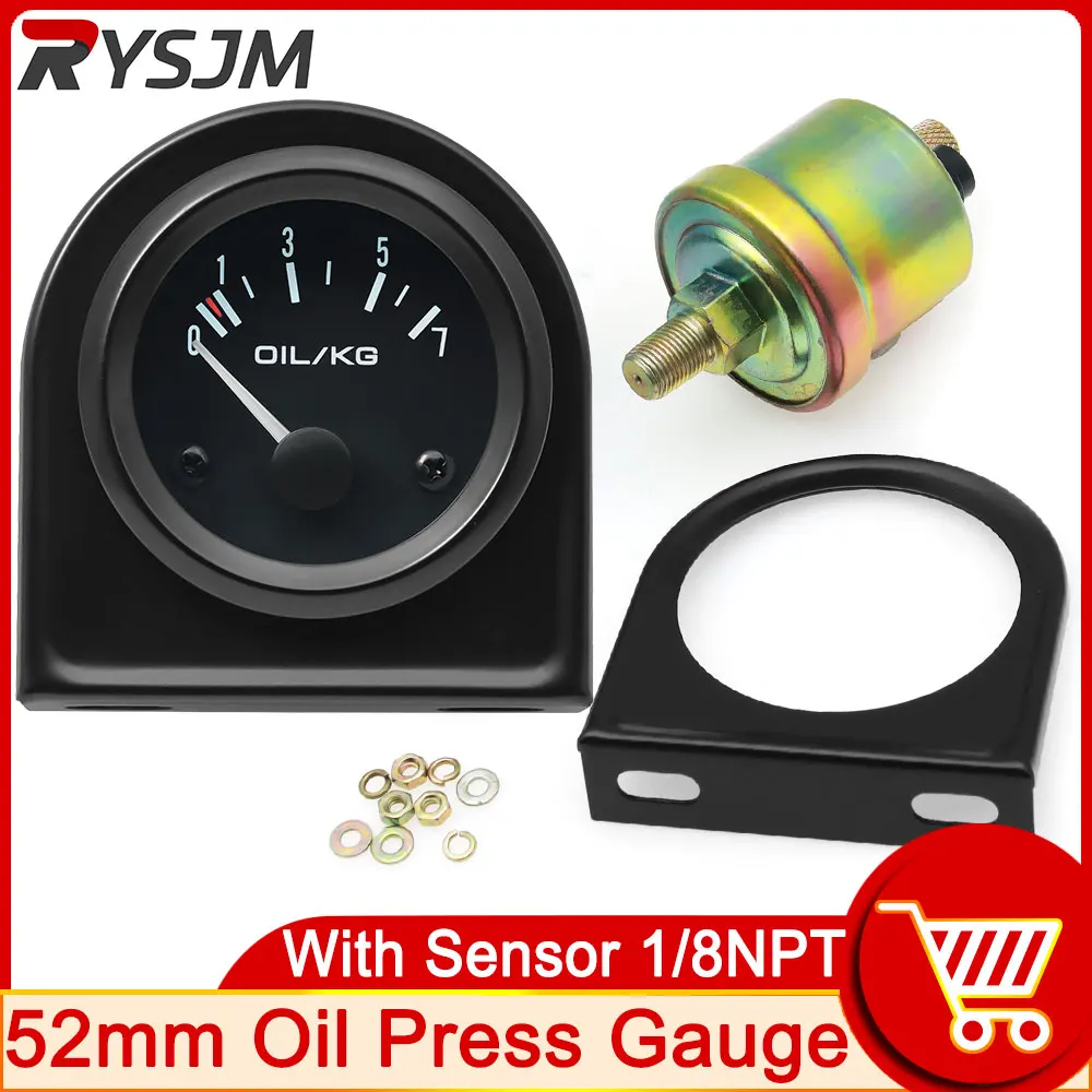 AD-52MM-Oil-Pressure-Gauge-with-Oil-Press-Gauge-Sensor-0-7-Oil-KG-White ...