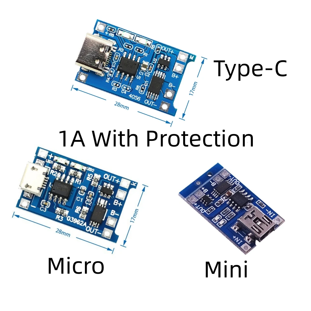 TP4056 5V 1A Type-c/Micro/Mini USB 18650 Lithium Battery Charger Module ...