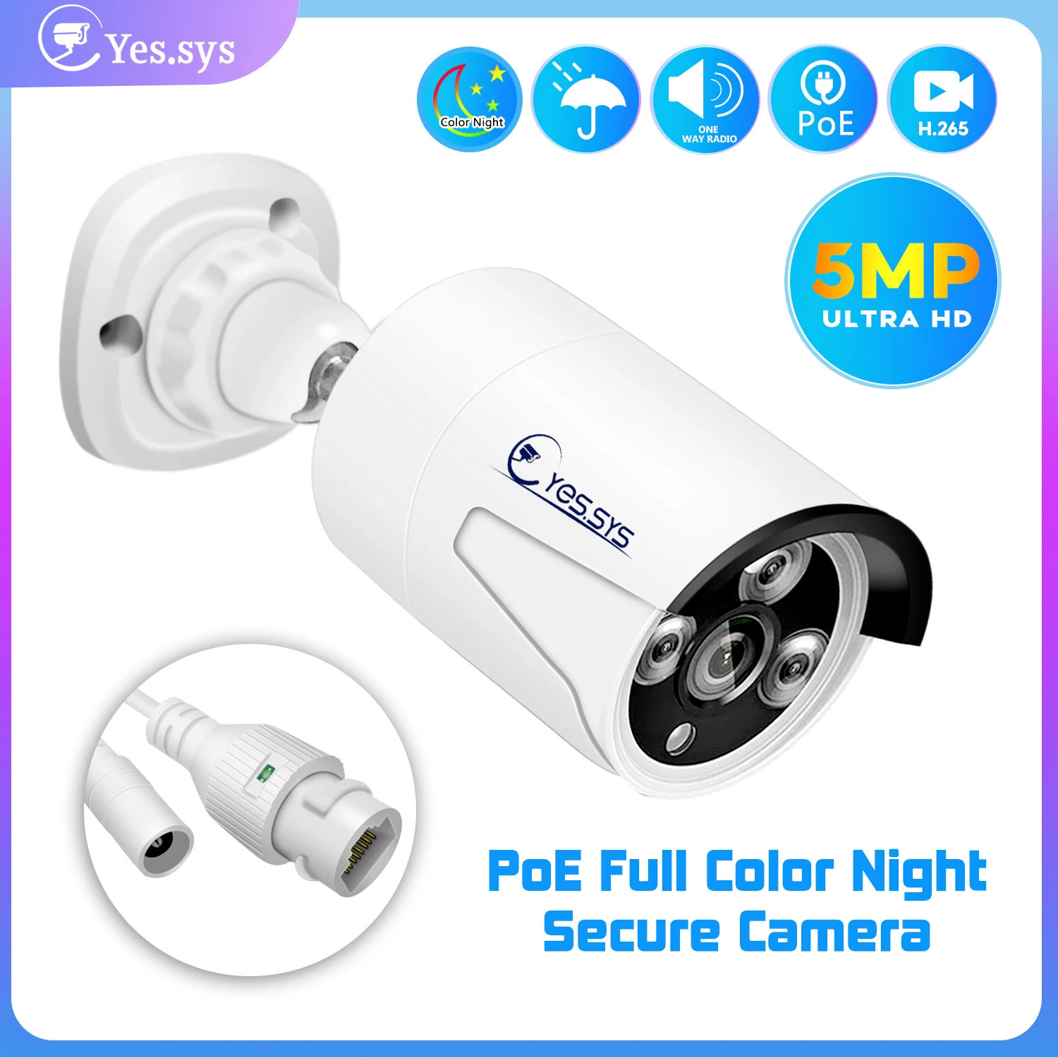 New-5MP-IP-Camera-Audio-Outdoor-POE-H-265-Onvif-Array-LED-Bullet-CCTV ...