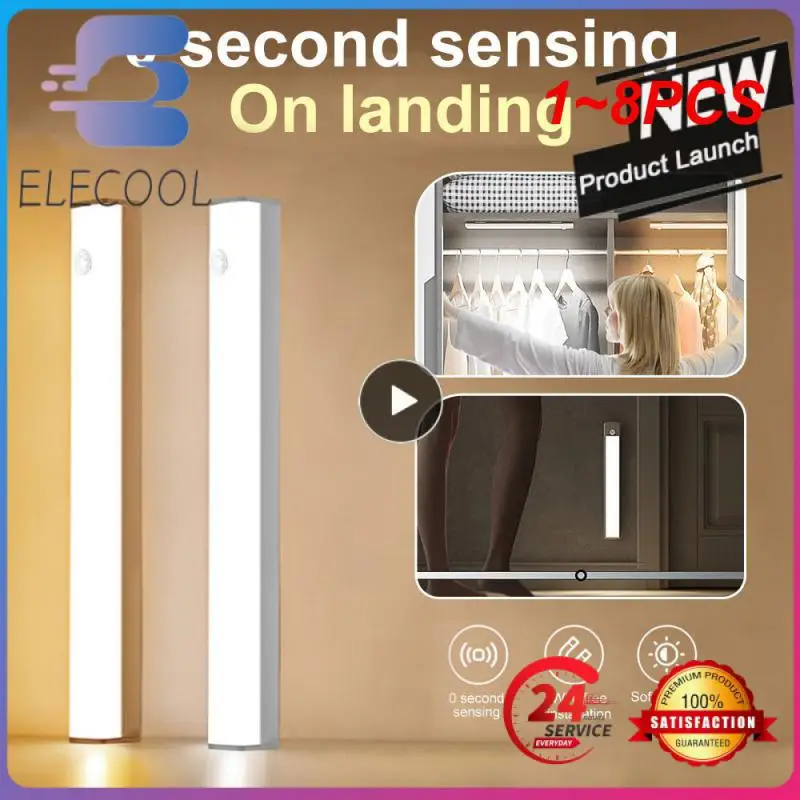 1-8PCS-NEW-Cabinet-Light-USB-Rechargeable-Motion-Sensor-Led-Light-For ...