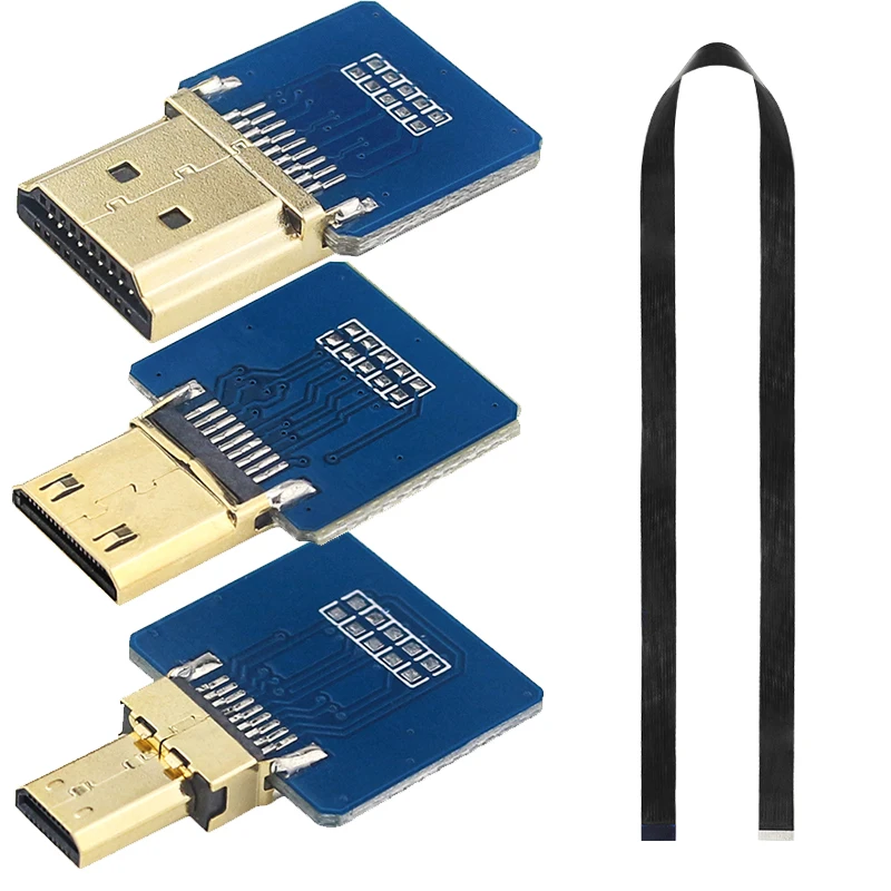Raspberry Pi 4 HDMI-Compatible Connector Flex Flat Cable Micro Mini ...