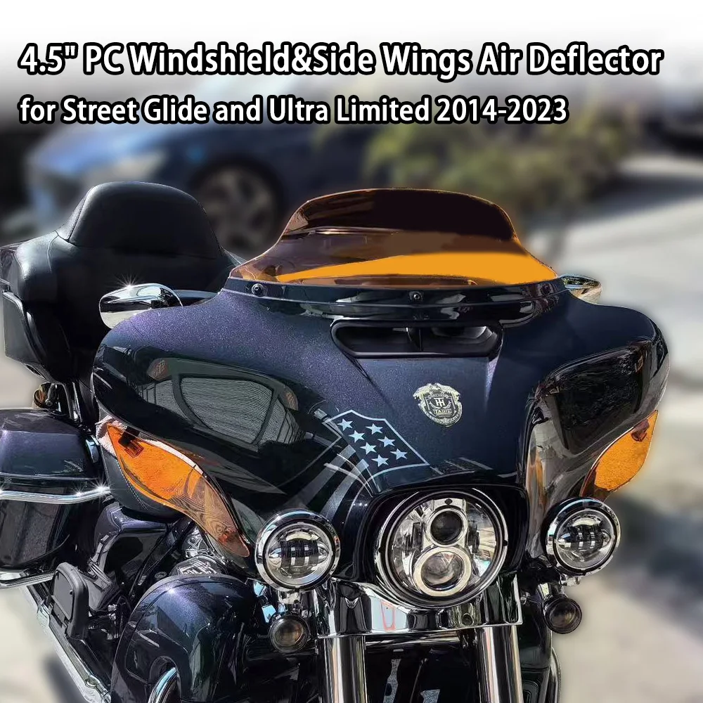 4.5" Colored PC Windshield Windscreen&Side Wings Air Deflector for ...