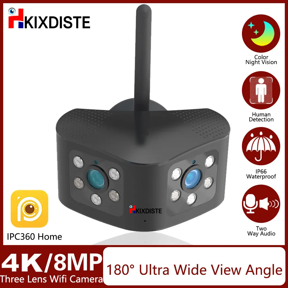 4K-8MP-Outdoor-180-Ultra-Wide-View-Angle-Panoramic-WIFI-Camera-Dual ...