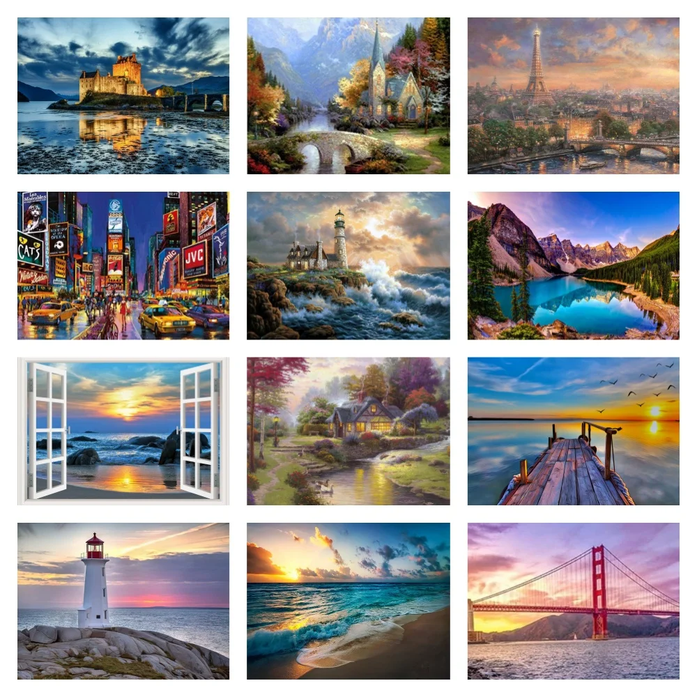 Diamond-Painting-City-Spring-And-Winter-Landscape-Mosaic-Embroidery ...