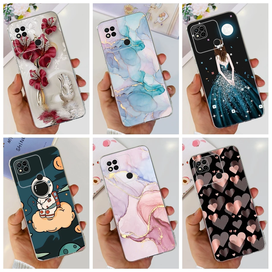 For-Xiaomi-Redmi-10A-Case-New-Fashion-Marble-Flower-Patterns-Soft ...