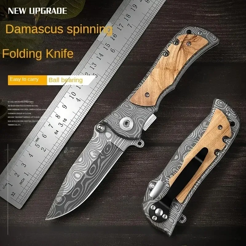 Damascus-Steel-Mini-Sharp-Small-Folding-Knife-High-Hardness-Outdoor ...