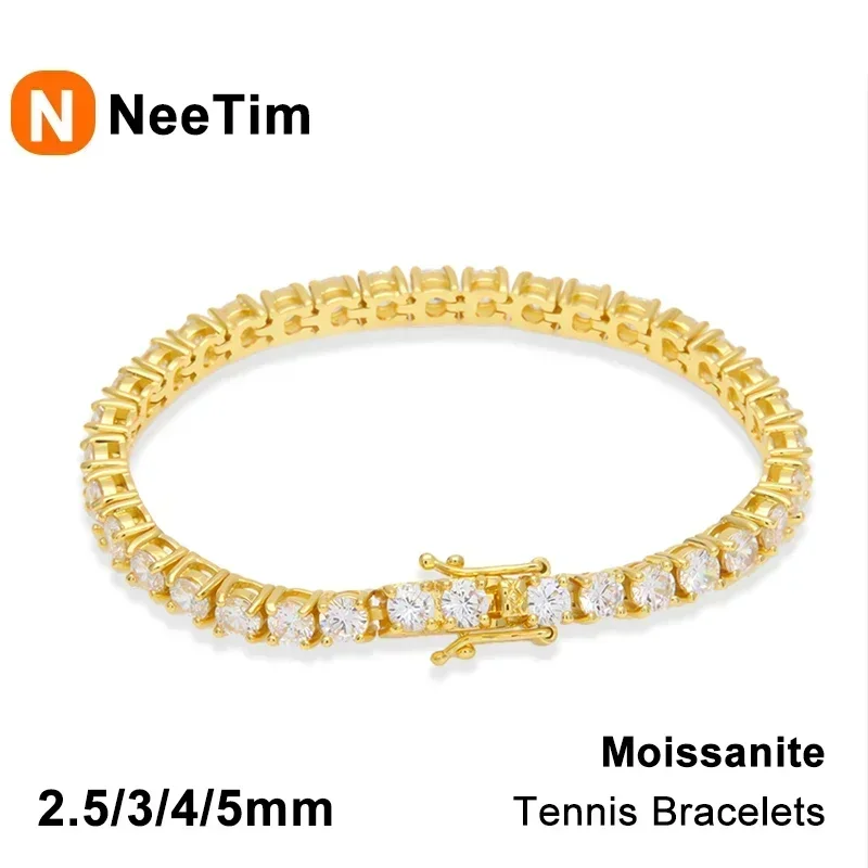 NeeTim-3mm-4mm-Moissanite-Tennis-Bracelet-925-Sterling-Silver-with-White-Gold-Plated-Pass ...