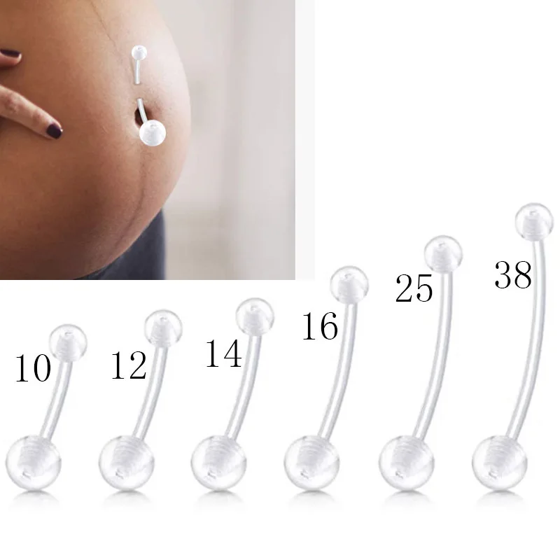 5PCS-Acrylic-Long-Bar-Navel-Rings-for-Pregnant-Women-Flexible-Clear ...