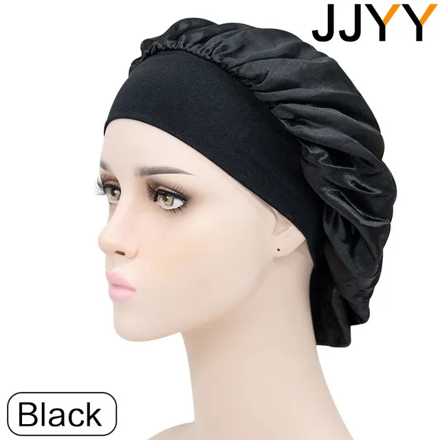 JJYY Adjust Solid Satin Bonnet Hair Styling Cap Long Hair Care Women ...