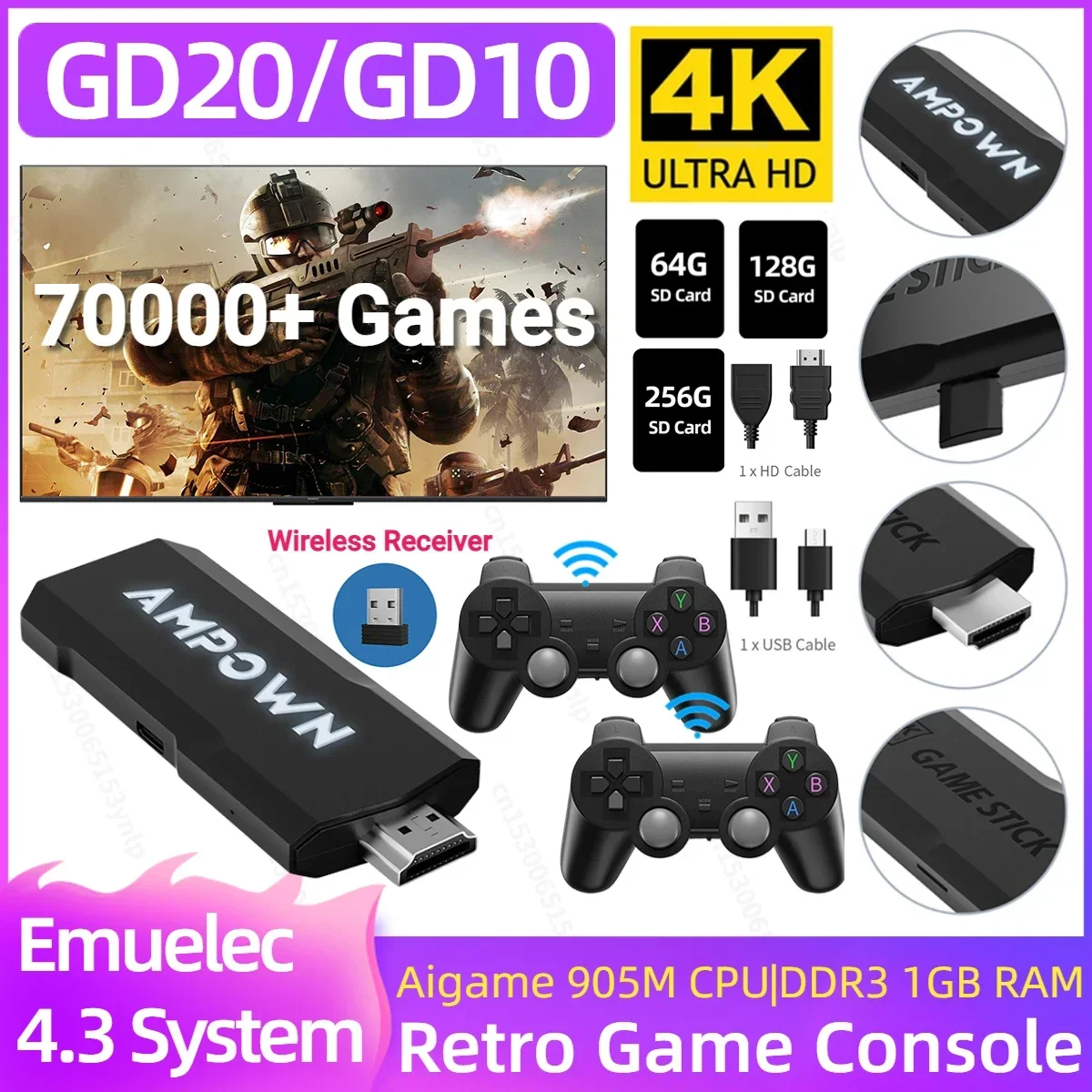 Game-Console-40-Classic-Emulators-Low-Latency-4K-60fps-HDMI-Compatible ...