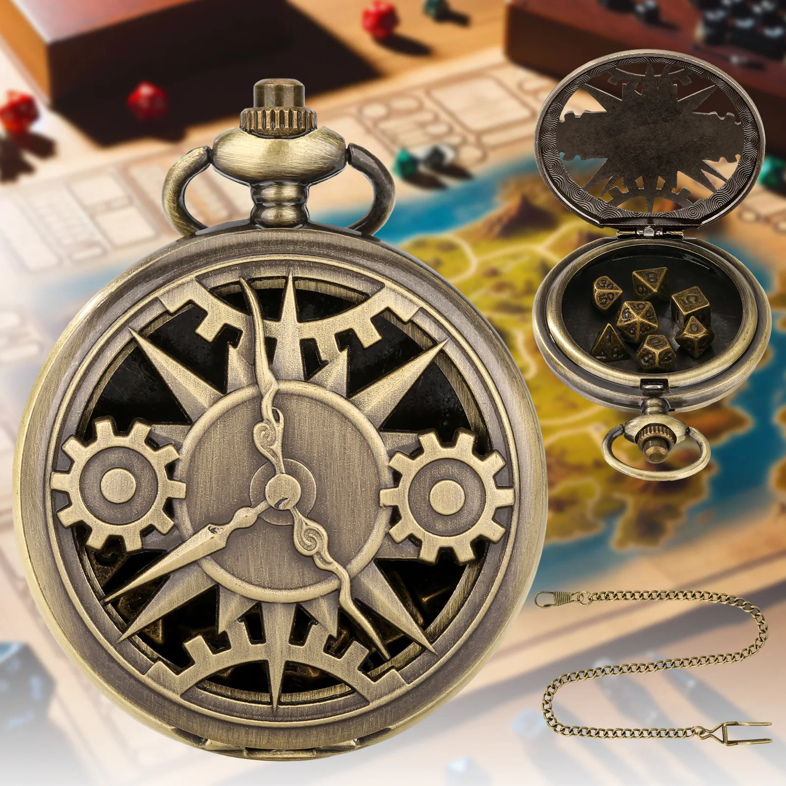 Metal-Dnd-dice-with-Roman-Pocket-watch-Shell-for-dnd-party-with-35-39cm ...