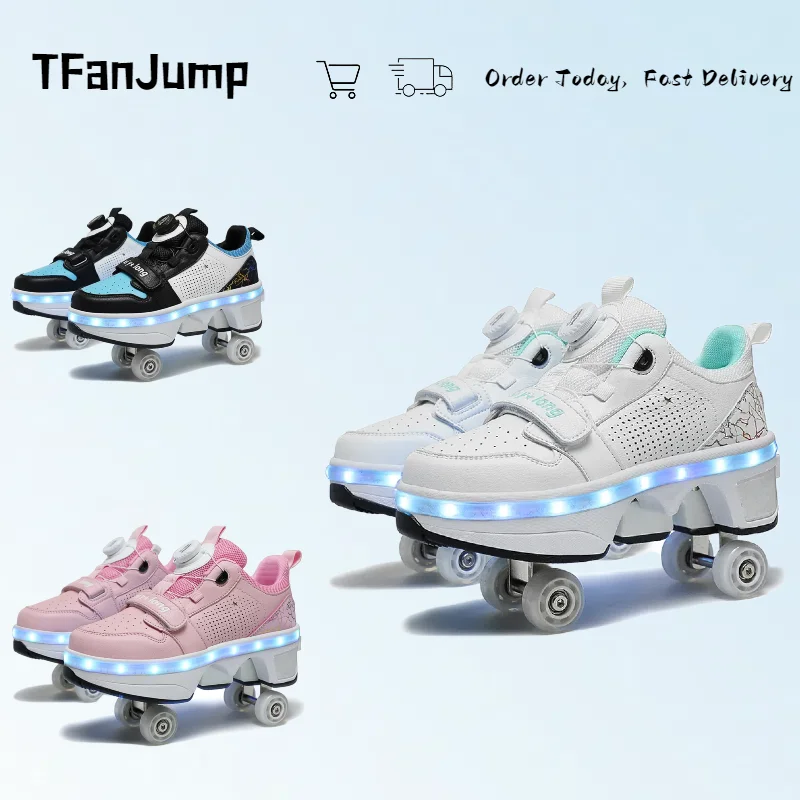 Latest-Boys-Teens-Street-Roller-Shoes-Double-Wheel-Casual-Running-Shoes ...